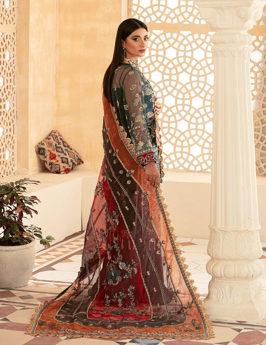Maryam Hussain Marwa Teal Net Pakistani Suit | GEET – Festive Formals ...