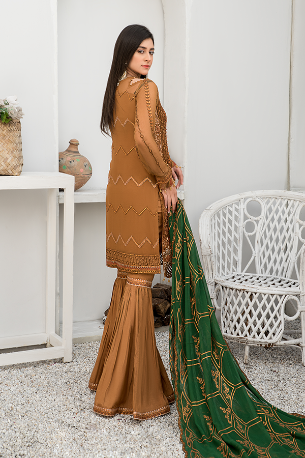 Maryam's Embroidered Luxury Chiffon Collection Vol-24 – D-26 Tan Olive ...