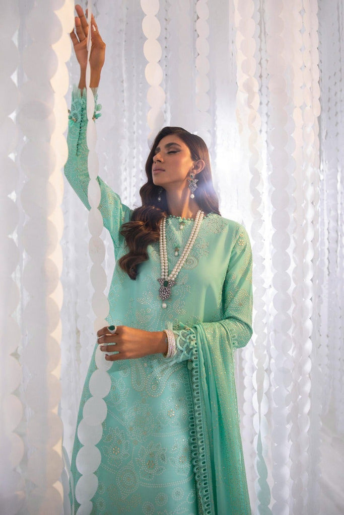 Sana Safinaz Turquoise Blue Pakistani Lawn Suit K221-002B-CZ - Perfect for Spring/Summer Parties ...