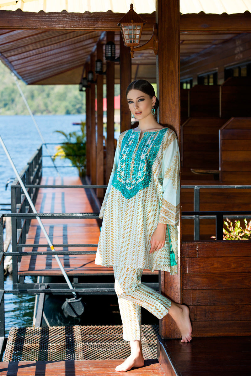 Gul Ahmed Sea Green 2 PC Embroidered Lawn Dress TL-21 B – Pakistani ...
