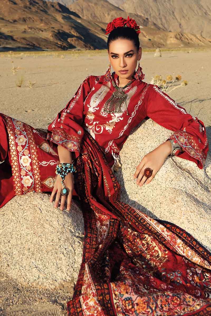 Gul Ahmed Craft Winter Collection 2019 – 3 PC Khaddar Suit - Red K-71 ...